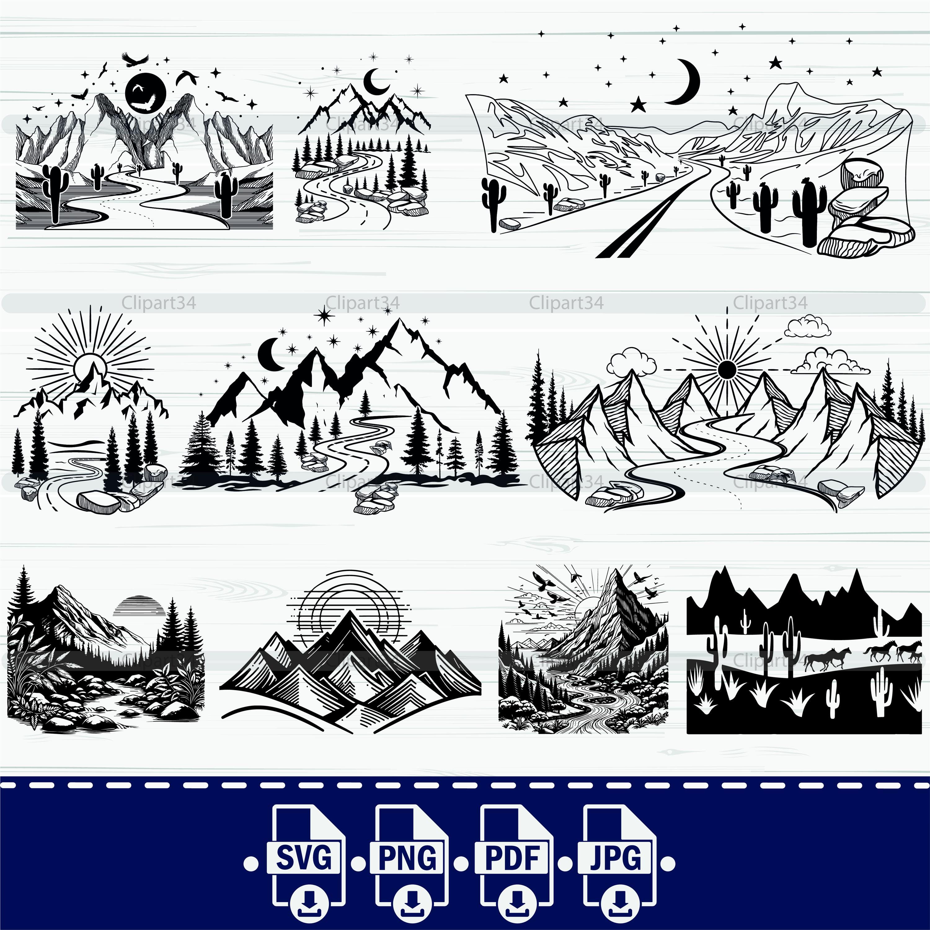 Mountains Svg, Mountain Cut File, Forest Svg, Explore Svg, Mountain ...