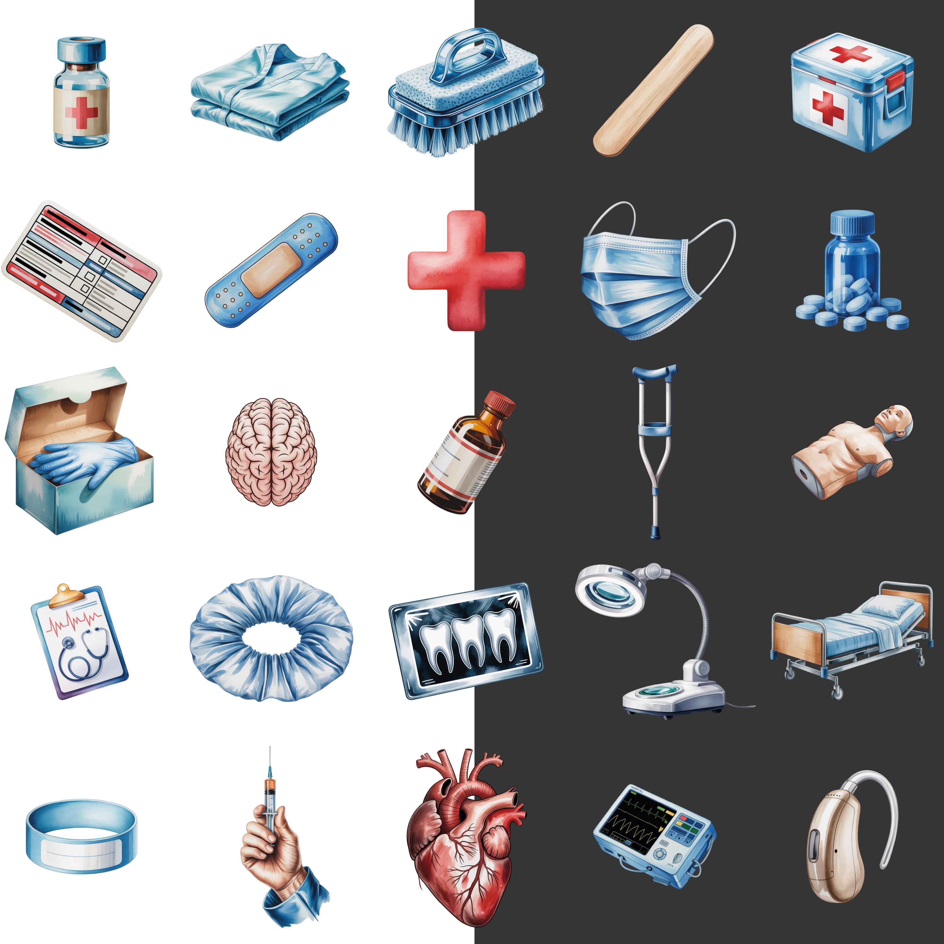 Medical Clipart Bundle: Hospital Tools, Doctor, Nurse (300 DPI PNG ...