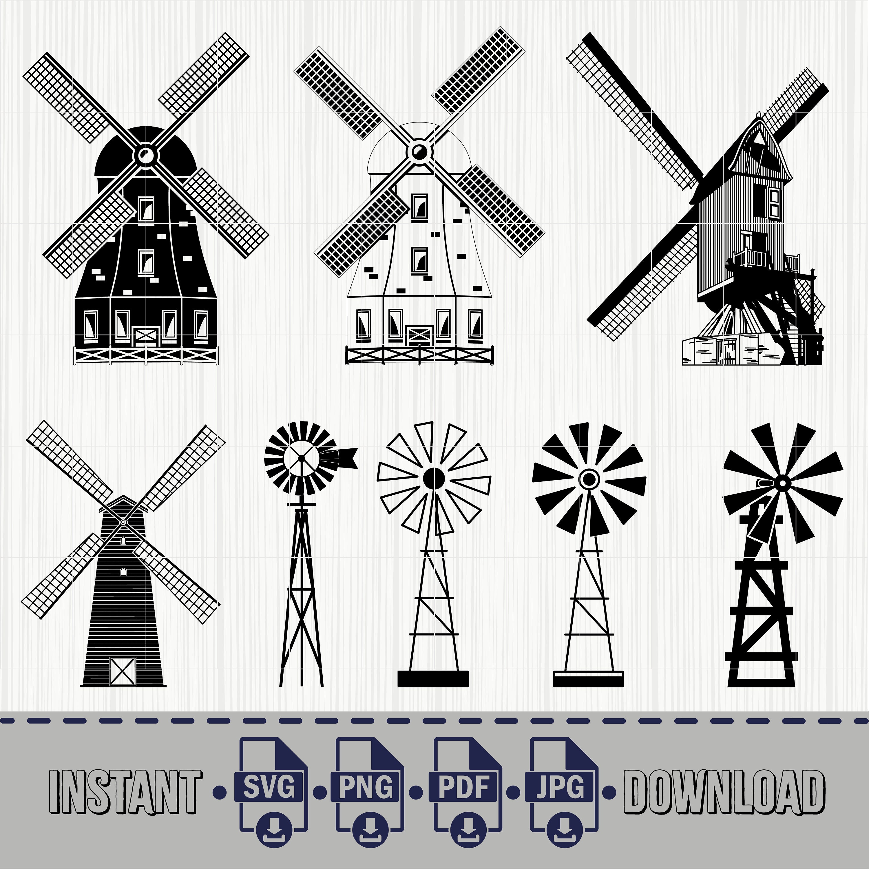 Windmill Svg, Wind Mill Svg, Farmhouse Svg, Farm Animal, Dutch Windmill ...