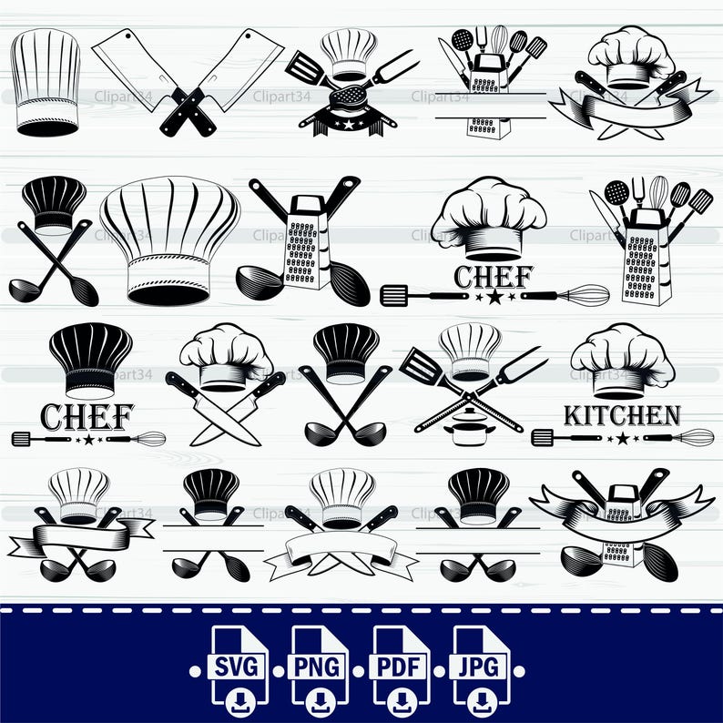 Chef SVG Bundle: Baking & Cooking Clip Art (digital Download) - Etsy