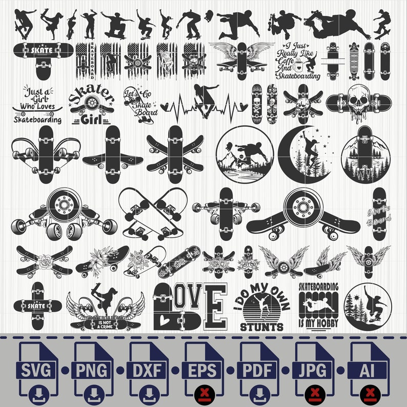 Skateboard Svg Cut File, Floral Skate Clipart, Skater Gril Svg ...