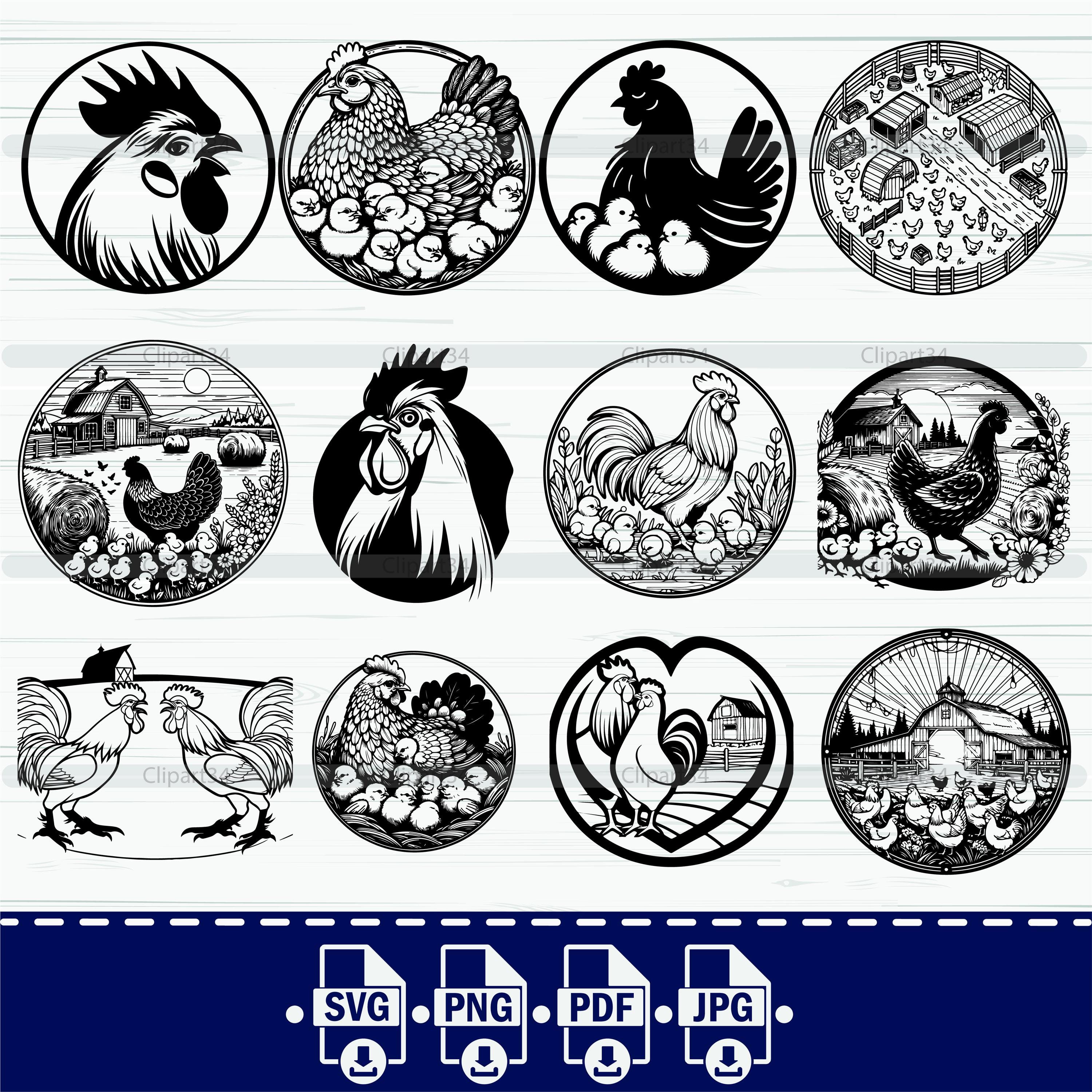 Rooster SVG Bundle, Chicken Svg, Rooster Clipart, Rooster Head Svg ...