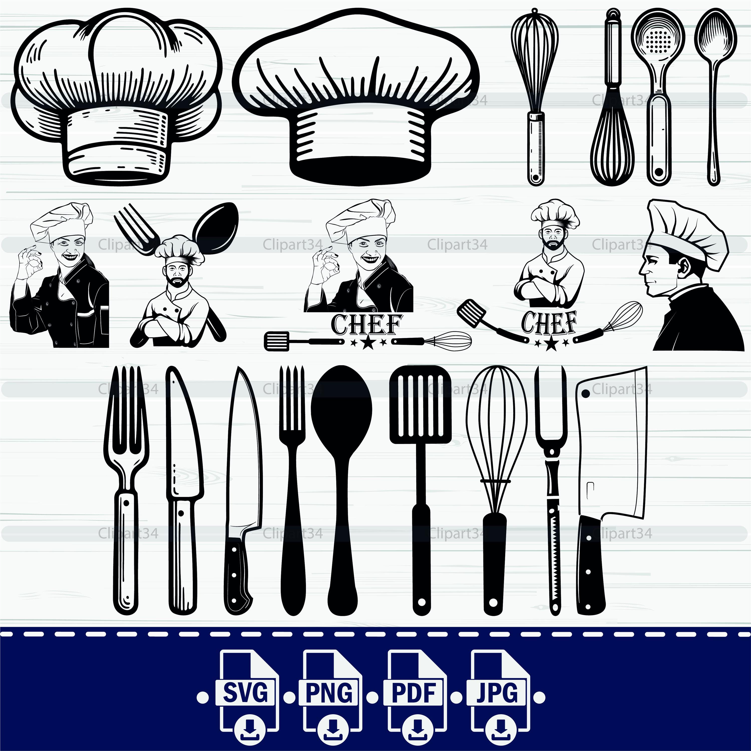 Chef SVG Bundle: Baking & Cooking Clip Art (digital Download) - Etsy