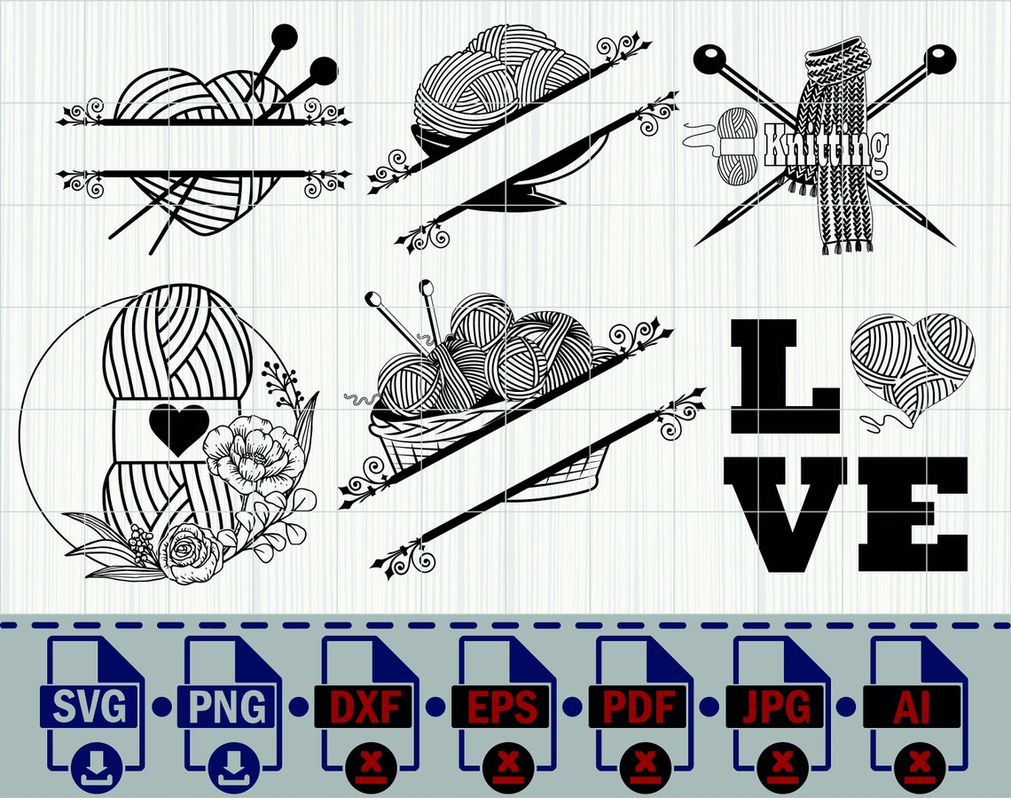 Knitting Bundle SVG Crochet Quotes SVG Yarn SVG Knitting - Etsy