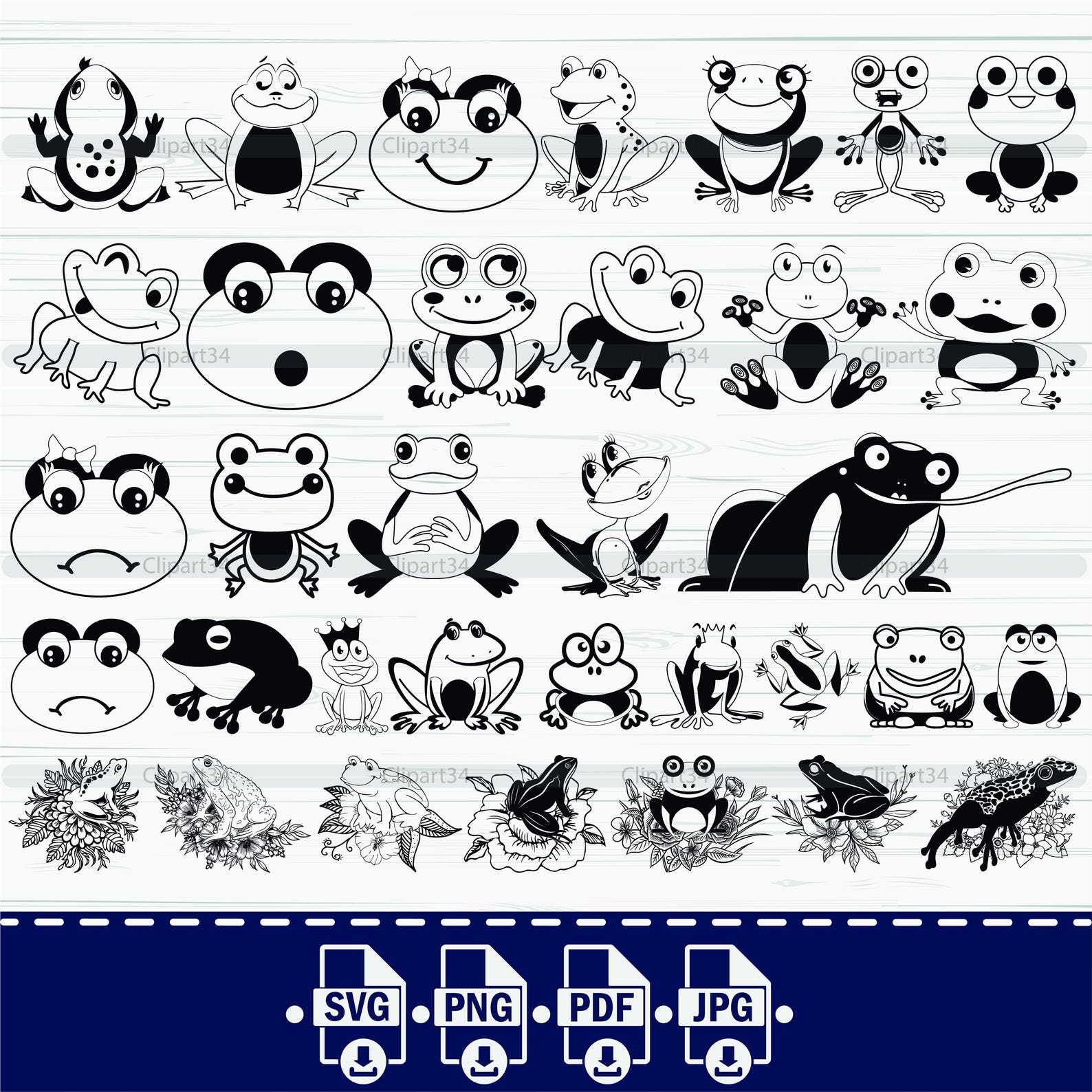 Frog Svg Bundle, Frog Png, Floral Cute Frog Svg, Cute Baby Frog , Funny ...