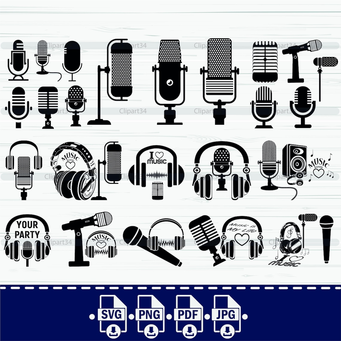 Microphone Svg File, Music Svg, Microphone Cut File, Microphone Clipart ...