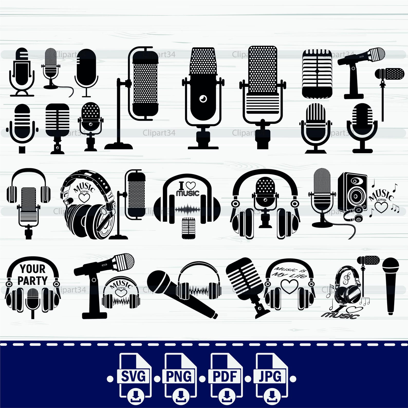 Microphone Svg File, Music Svg, Microphone Cut File, Microphone Clipart ...