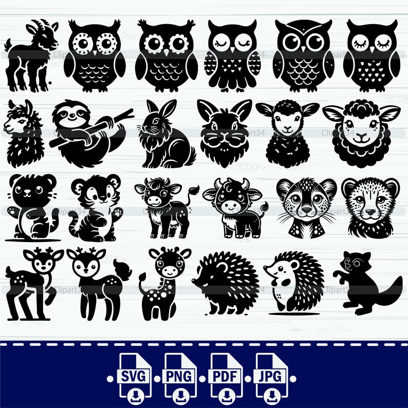Cute Animal Doodle SVG Png Bundle Animals Svg, Doodle Svg, Safari ...