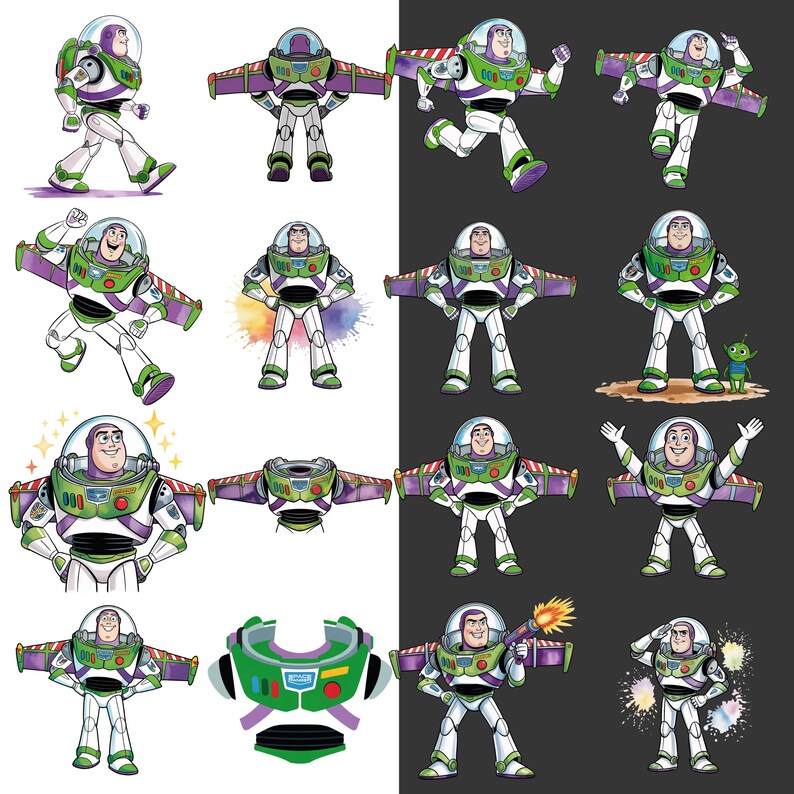 Buzz Lightyear Clipart: Watercolor Space Ranger PNG Set (93 Files) (digital Download) - Etsy