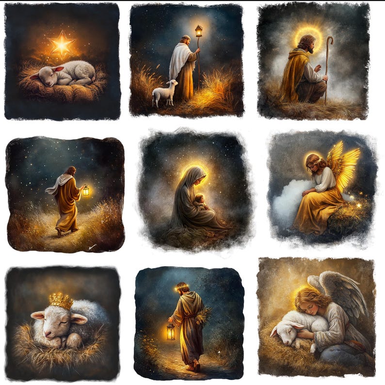 Nativity Scene Clipart Bundle, Christmas PNG Graphics (300 DPI ...
