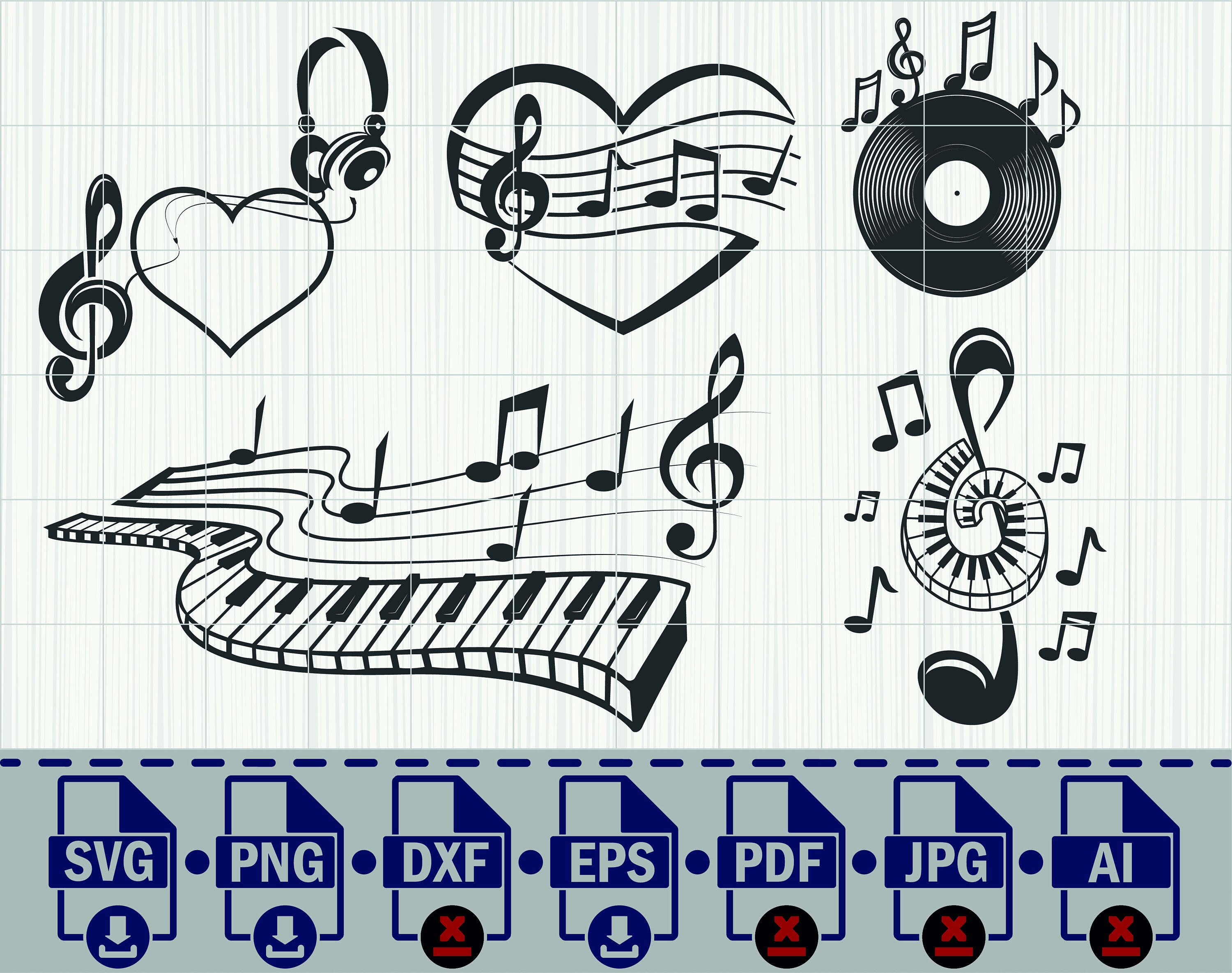 Music Notes SVG Musical Notes Clipart Music Lover Svg Files for Cricut ...
