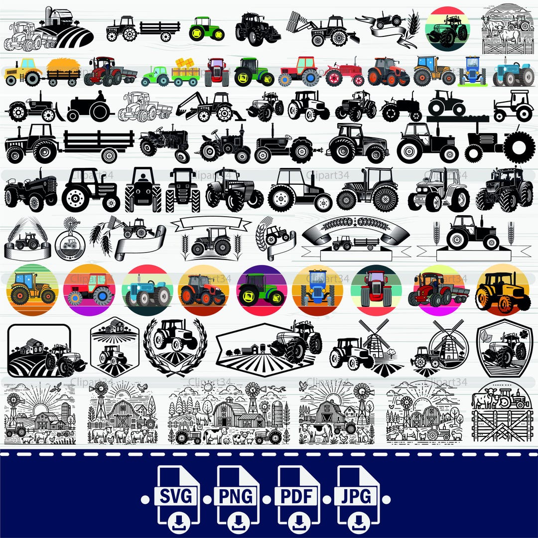 Old Barn and Tractor, Tractor SVG, Old Tractor Svg, Rustic Tractor ...