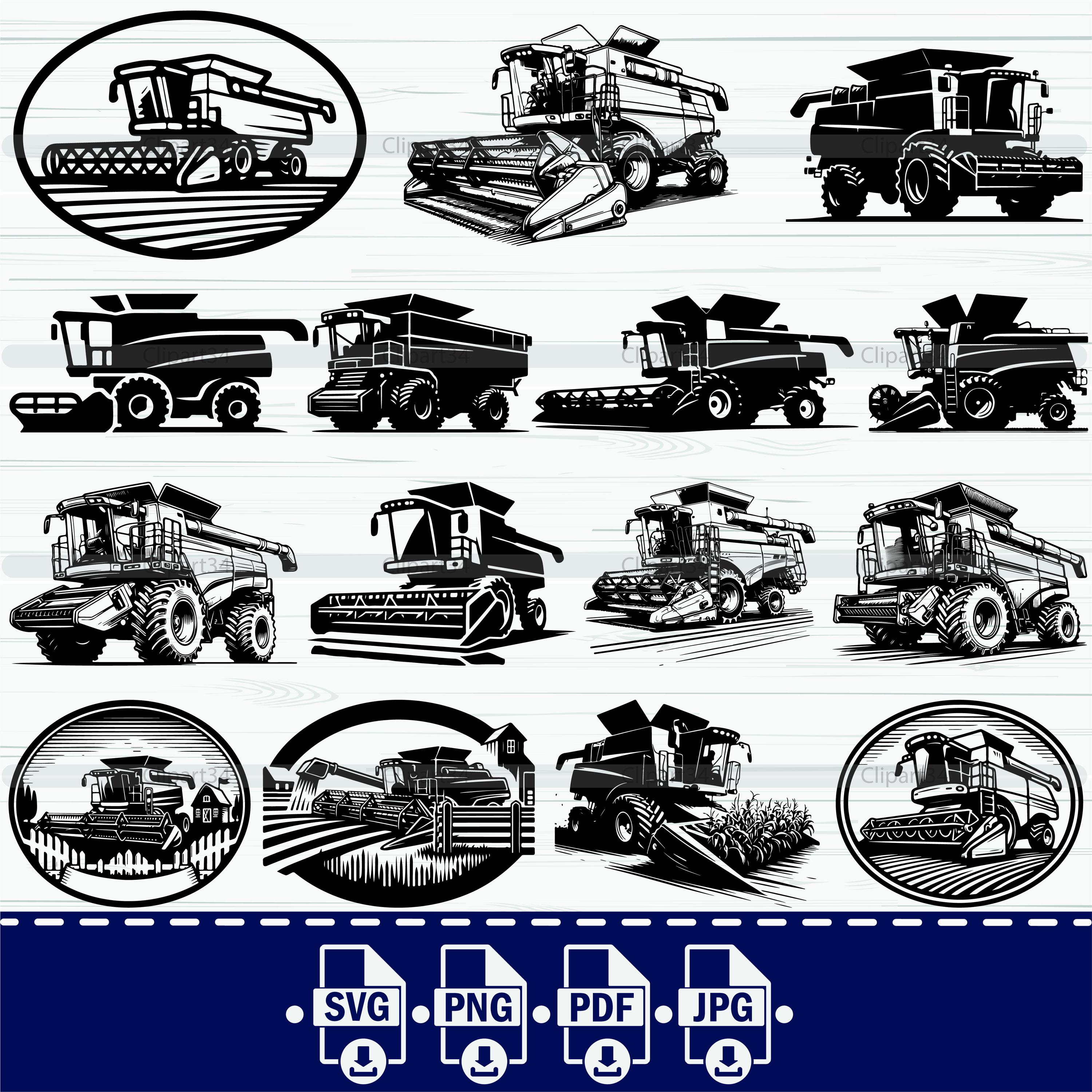 Combine Harvester Svg, Harvester Svg, Combine Svg, Heavy Equipment Svg ...