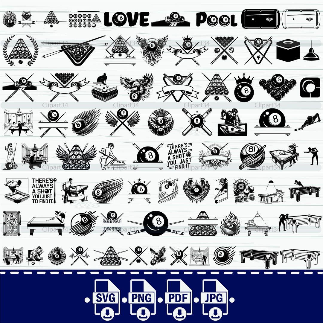 Billiards SVG Bundle: Snooker & Pool Clipart (digital Download) - Etsy