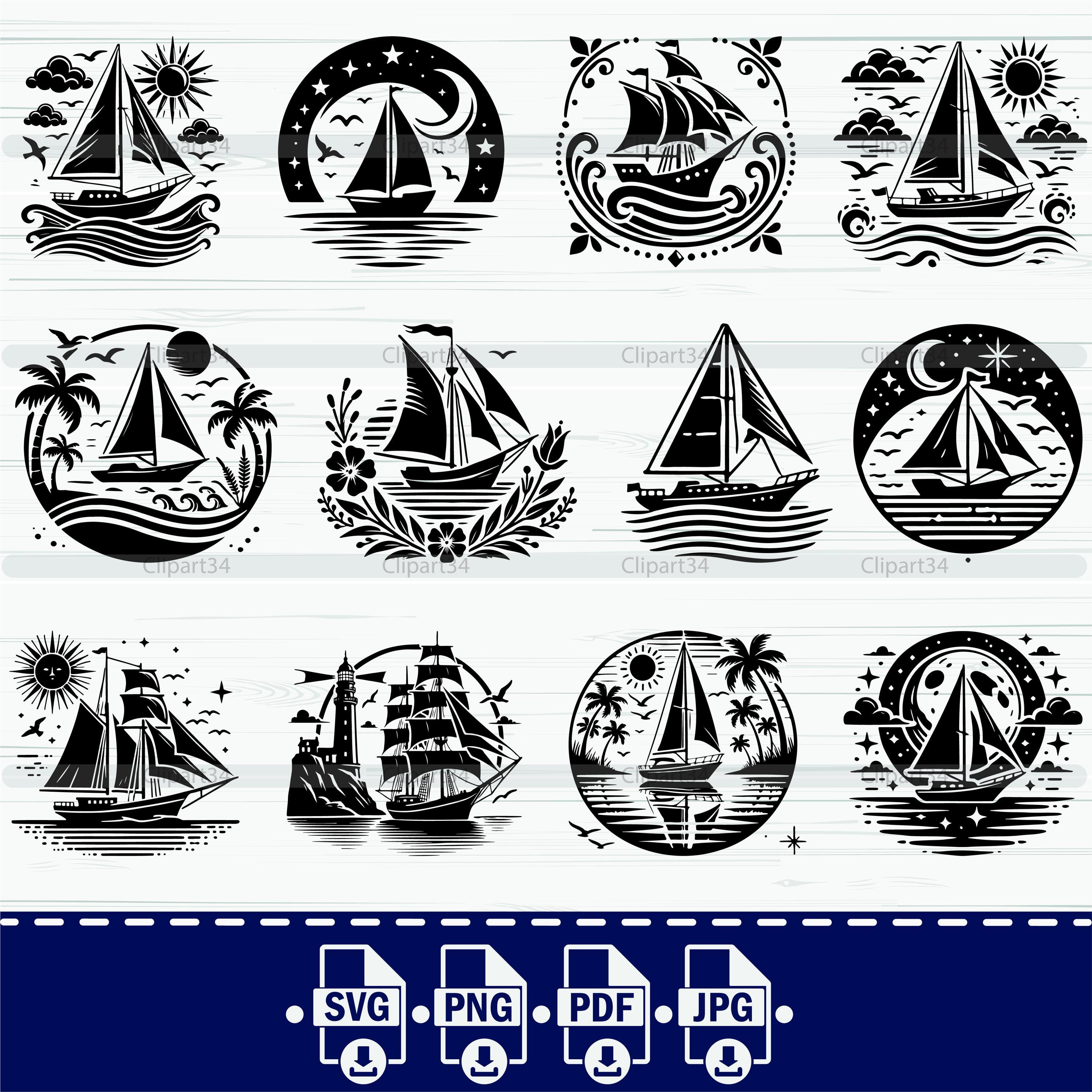 Sailboat SVG, Sailboat PNG Bundle, Sailboat Clipart, Sailboat SVG Cut ...