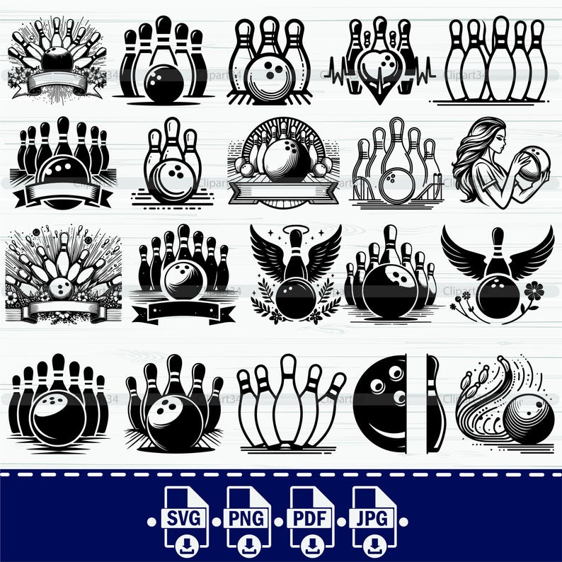 Bowling Svg Bundle, Cricut Cut File Bowling Png Bundle Free Commercial ...