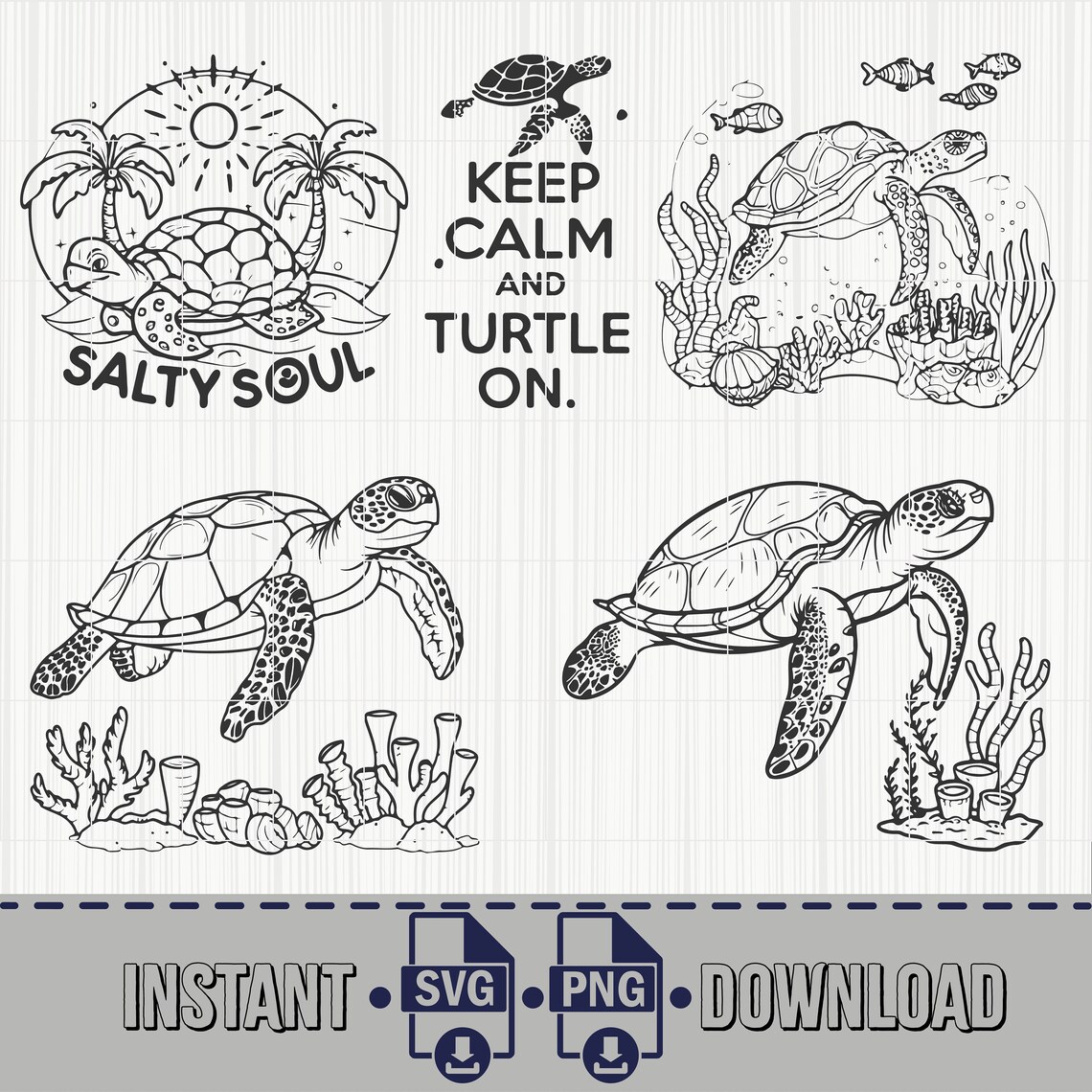 Turtle Svg Cut File for Cricut, Sea Turtle Clipart, Turtle Vector ...
