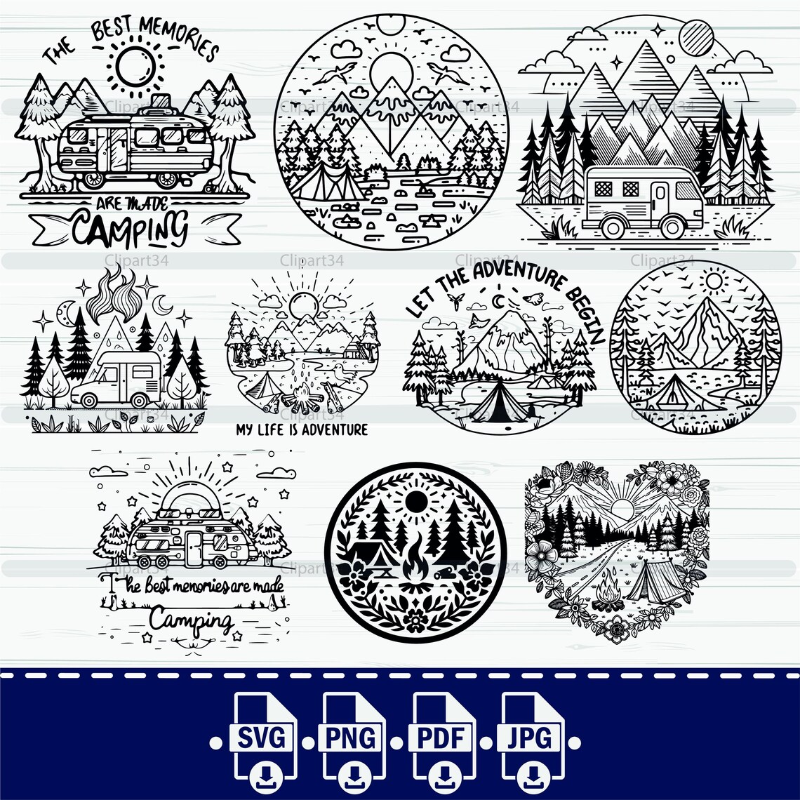 CAMPING SVG Cut File for Cricut, Camper Svg, CAMPING Clipart, Camper ...