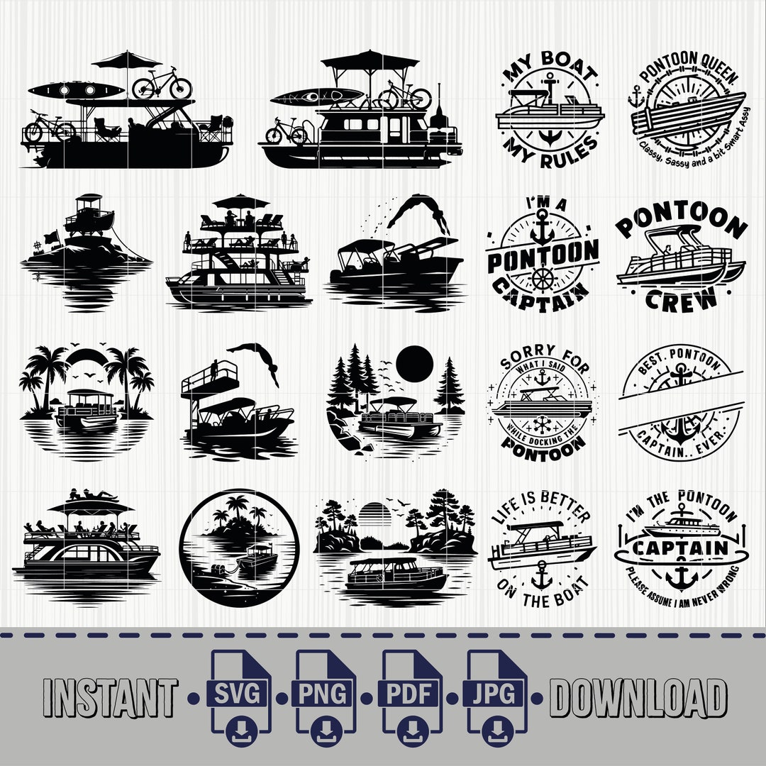Pontoon Svg, Boat Svg, Pontoon Clipart, Pontoon Vector, Pontoon ...