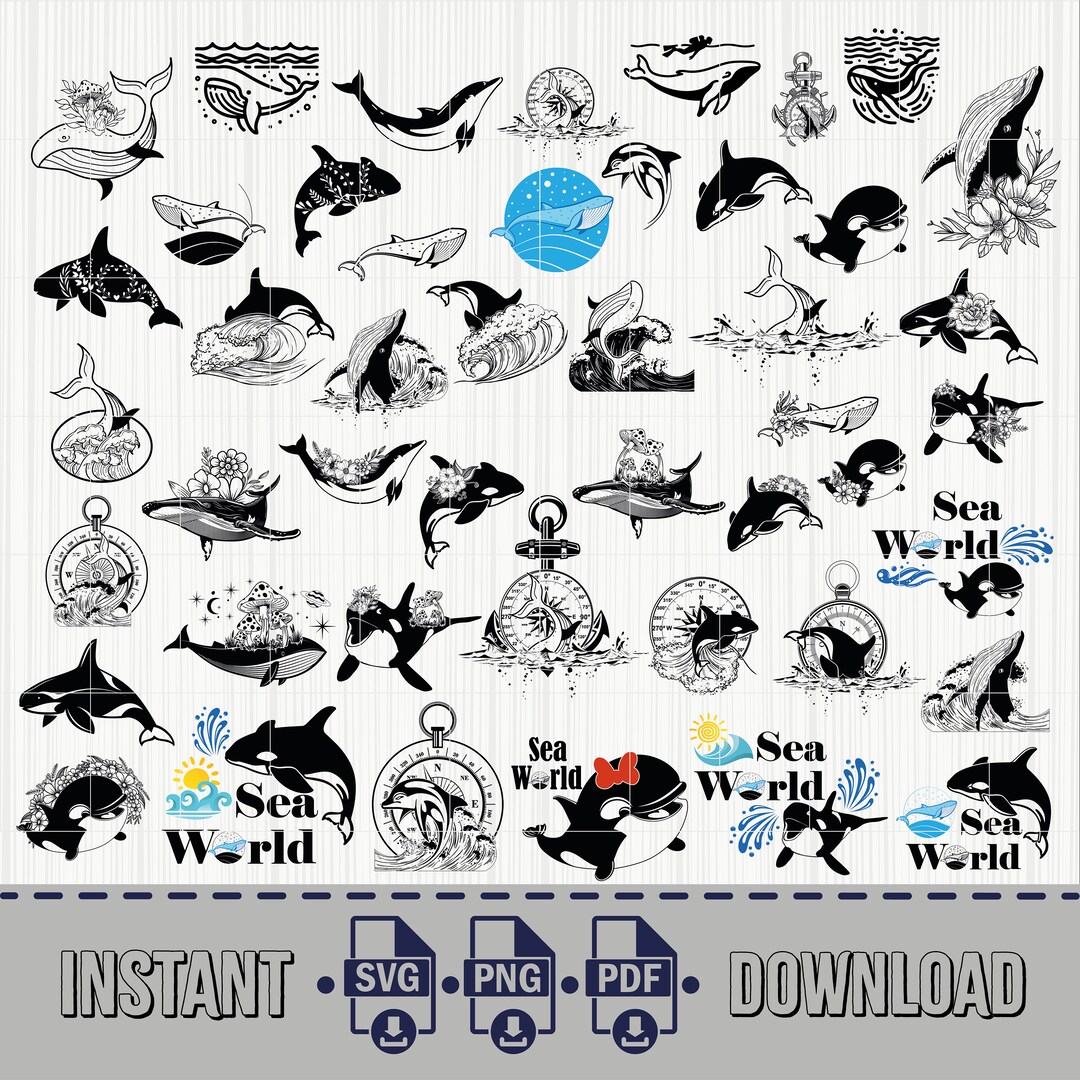 Whale SVG File, 2, Killer Whale SVG, Whale Cut File, Orca SVG File ...