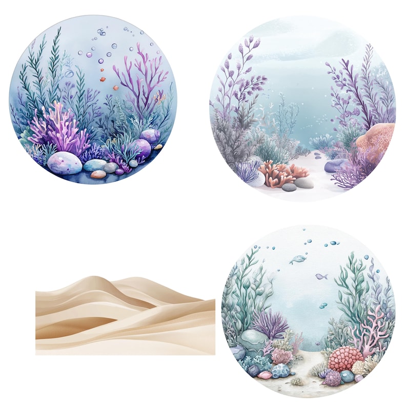 Mermaid Clipart Bundle, Under the Sea PNG, Ocean Animals, Dolphins ...