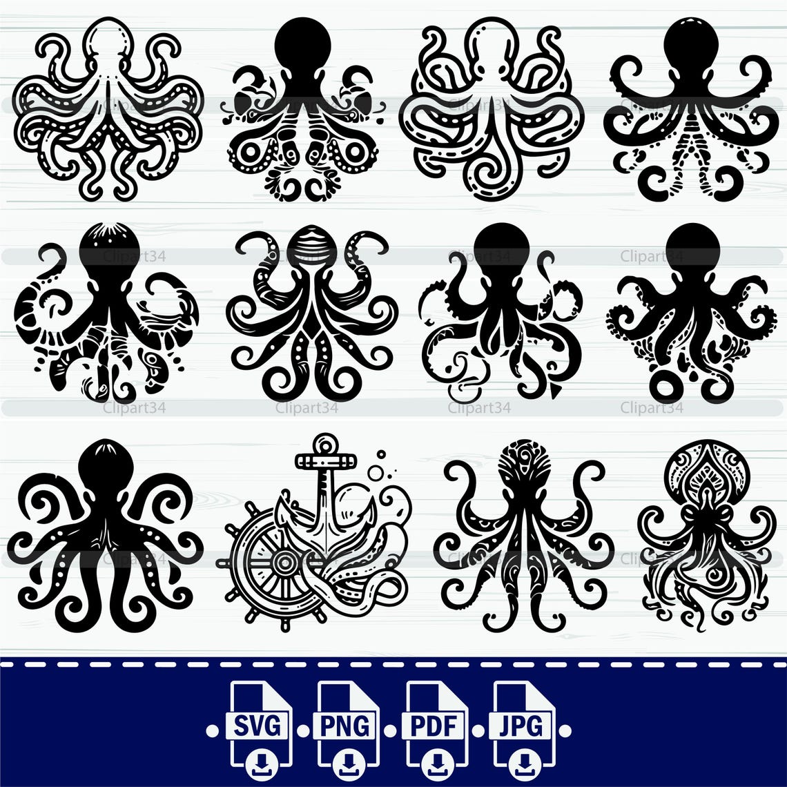 OCTOPUS SVG Bundle, Octopus Svg, Kraken Svg, Sea Monster Svg, Octopus ...