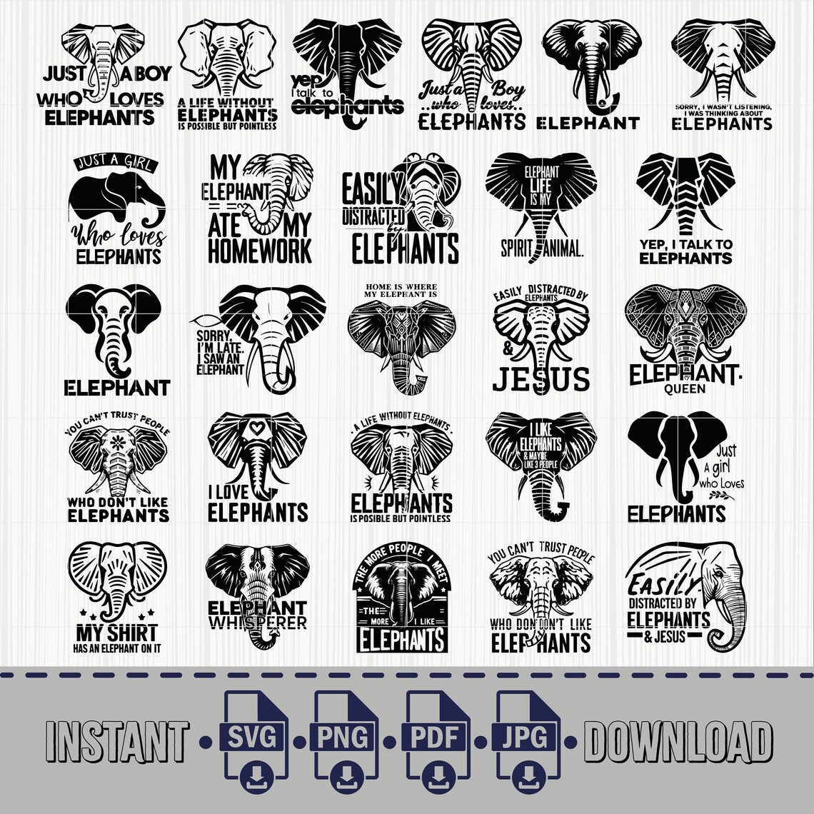 Elephant SVG File, Elephant Cut File for Cricut, Elephant Clipart ...