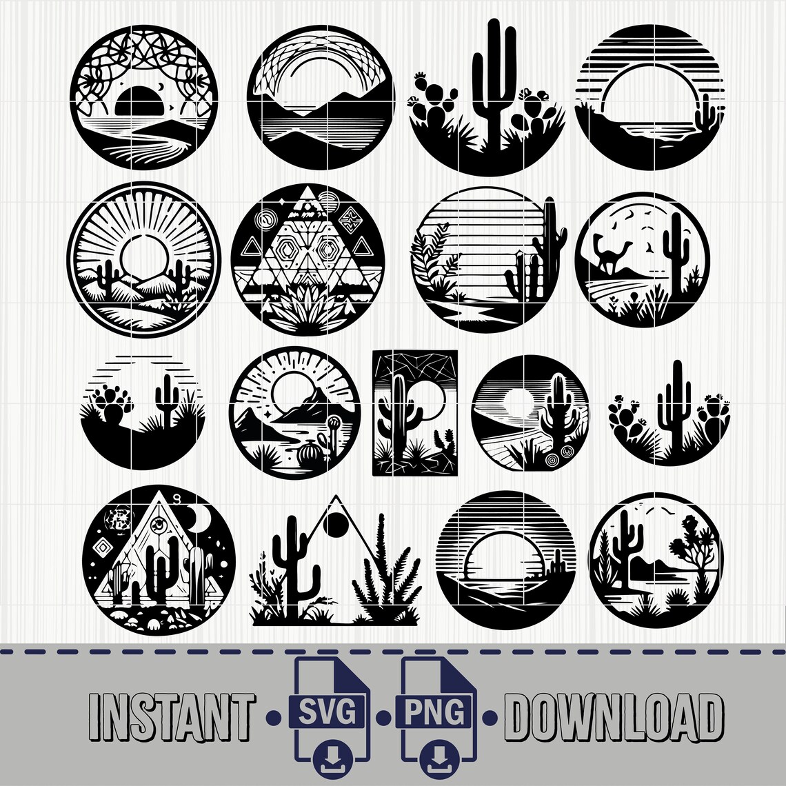 Cactus Svg, Cactus Scene Svg Bundle Desert Landscape Svg, Cactus Cut ...