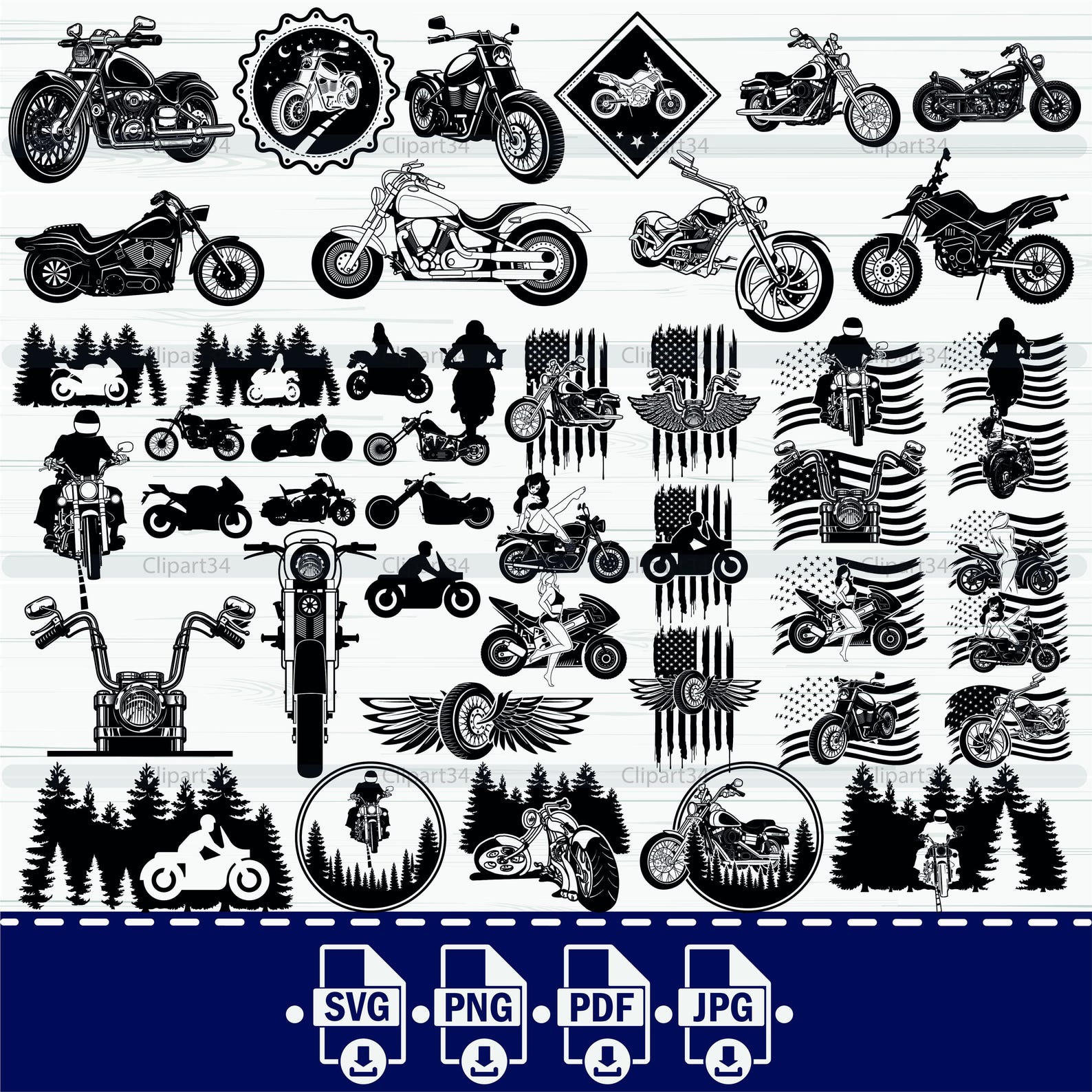 Motorcycle SVG Bundle,#2, Motor Bike Svg, US Motorcycle SVG, Motorcycle ...