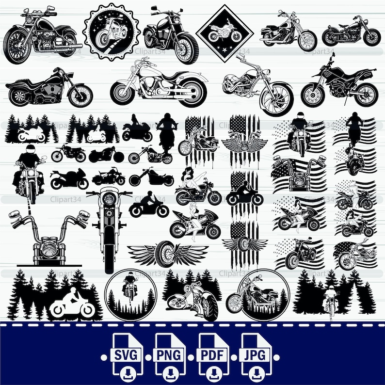 Motorcycle SVG Bundle,#2, Motor Bike Svg, US Motorcycle SVG, Motorcycle ...