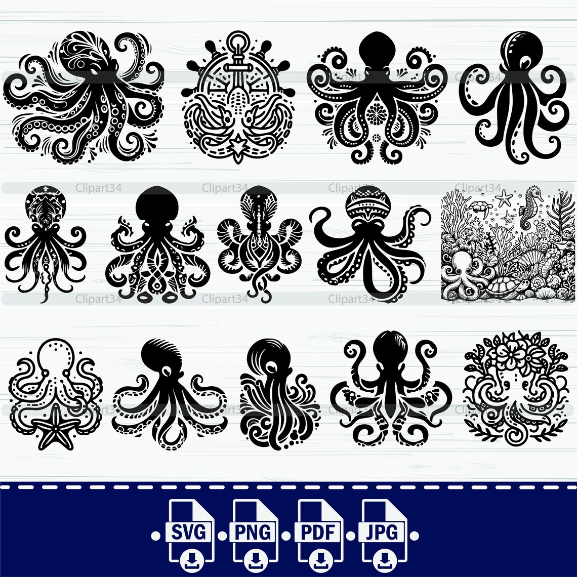 OCTOPUS SVG Bundle, Octopus Svg, Kraken Svg, Sea Monster Svg, Octopus ...