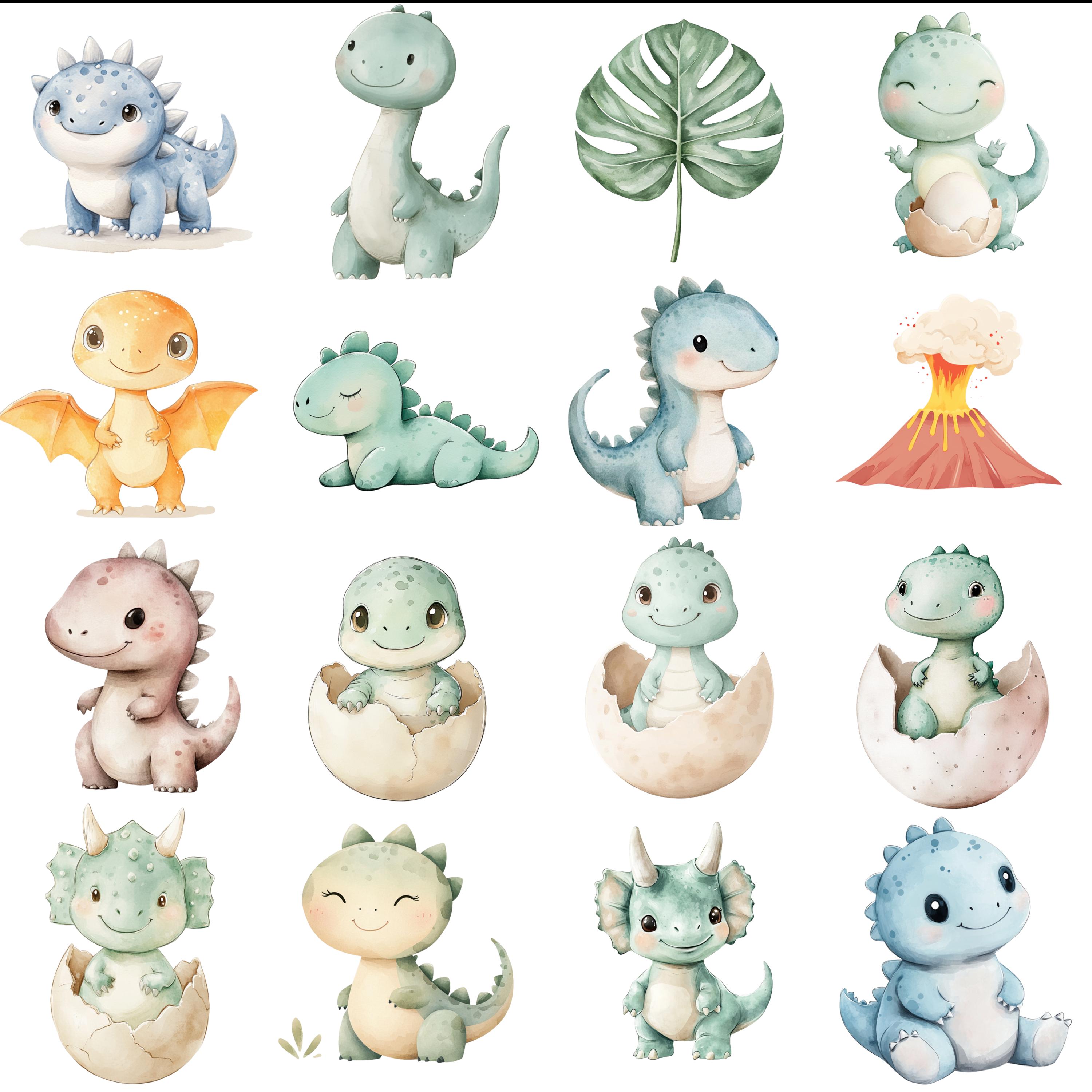 Watercolor Dinosaur Clipart Set, Baby Dino PNG Bundle (72 Files) - Etsy