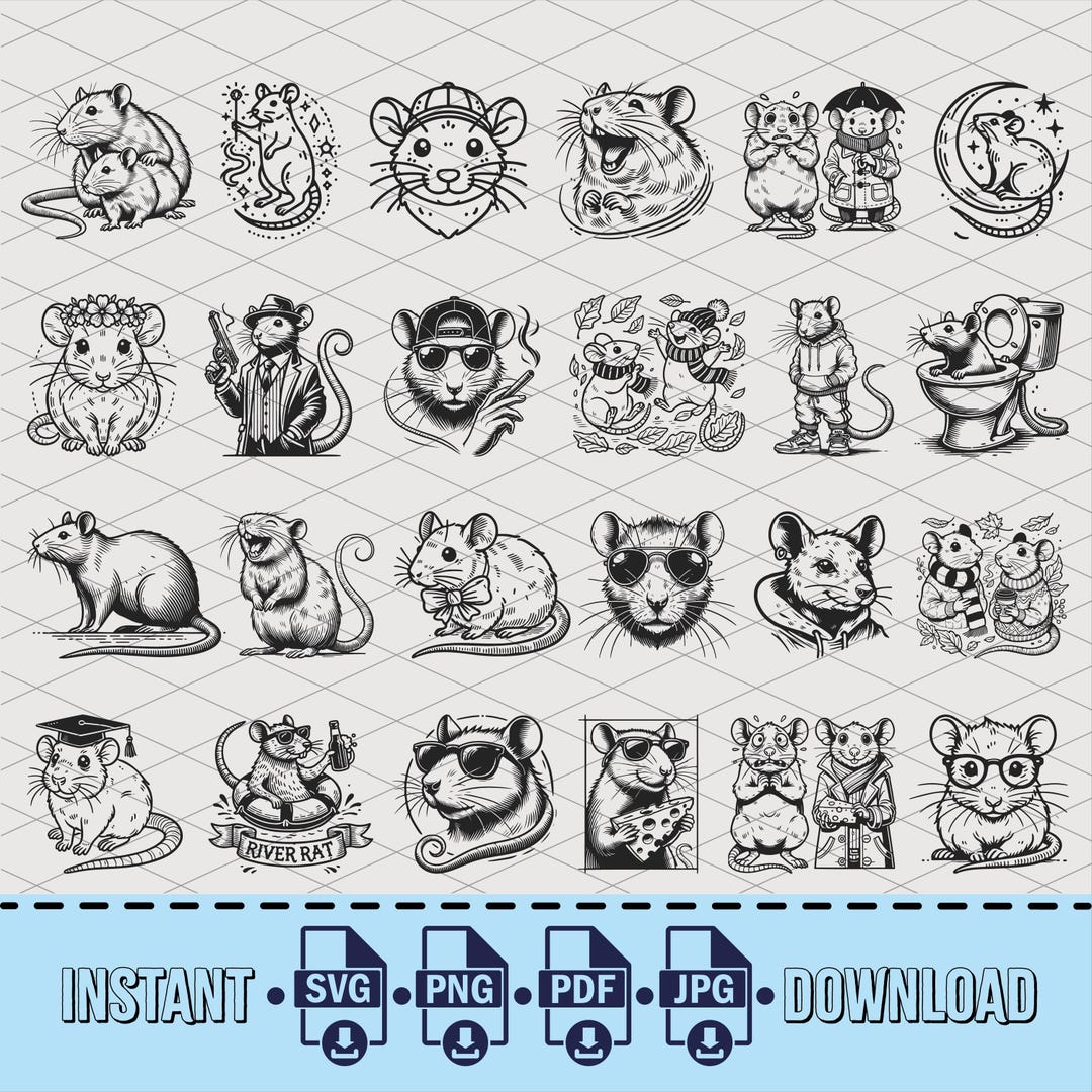 Rat SVG, Rats SVG, Mouse Cricut, Rat Clipart, Rat Silhouette, Rats Clip ...