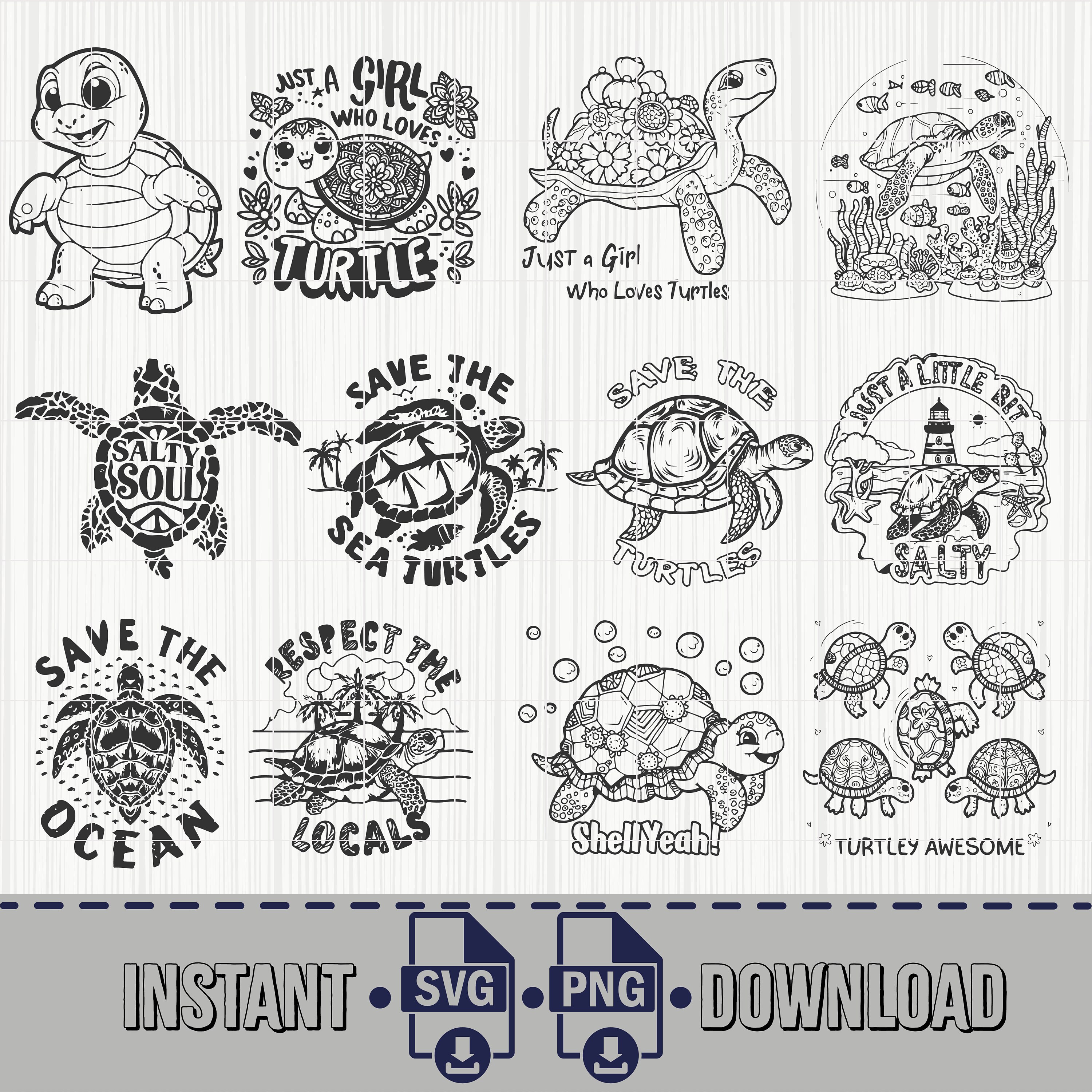 Turtle Svg Cut File for Cricut, Sea Turtle Clipart, Turtle Vector ...