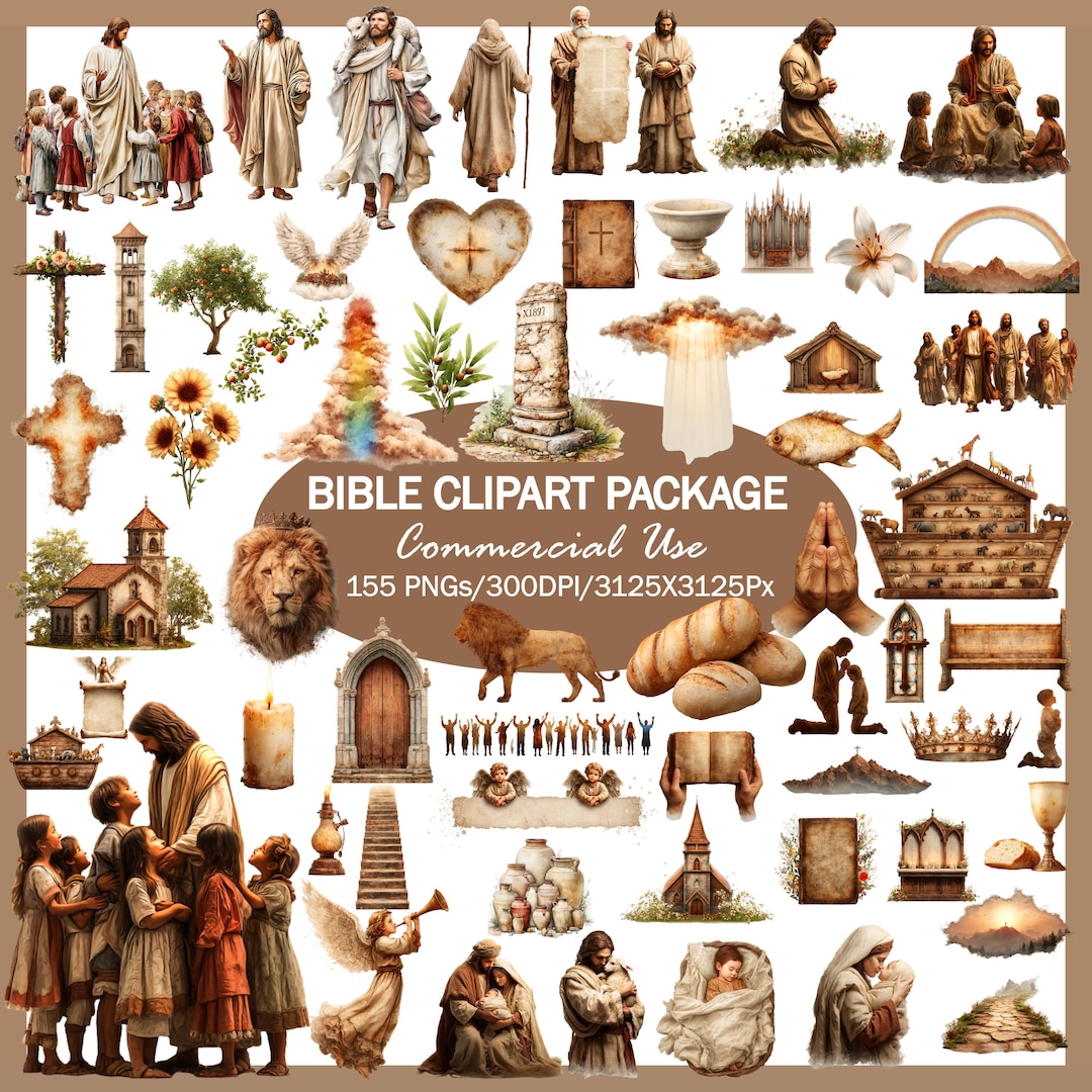 Christian Clipart Bundle, Bible Story PNG Set, Religious Graphics - Etsy