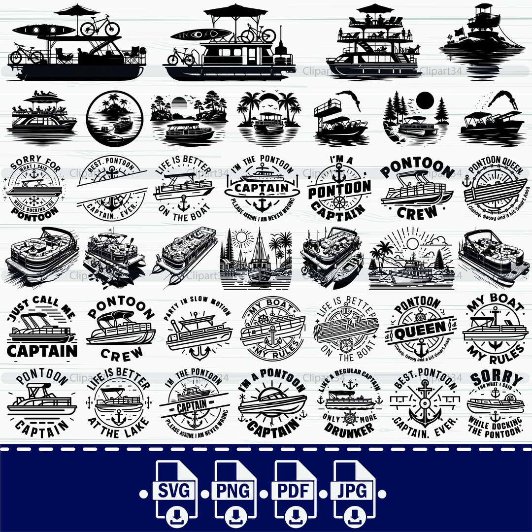 Pontoon Svg, Boat Svg, Pontoon Clipart, Pontoon Vector, Pontoon ...