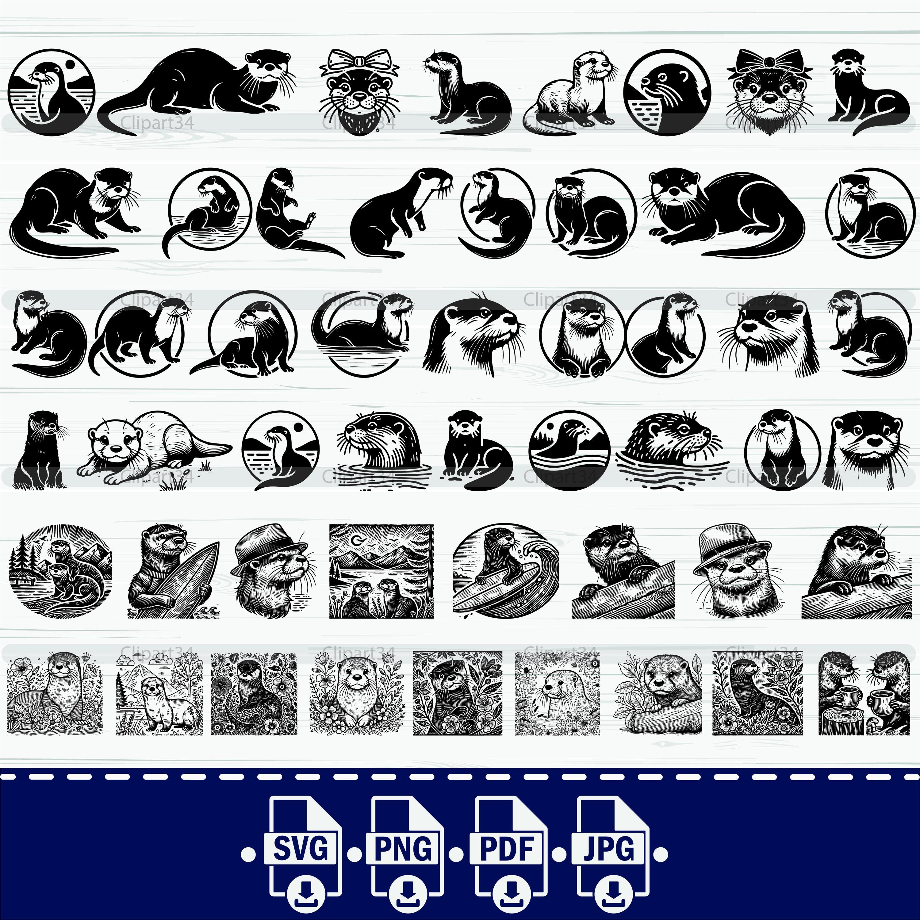 Otter Svg Png Bundle, Otter Svg, Otter Clipart Png, Otter Silhouette ...
