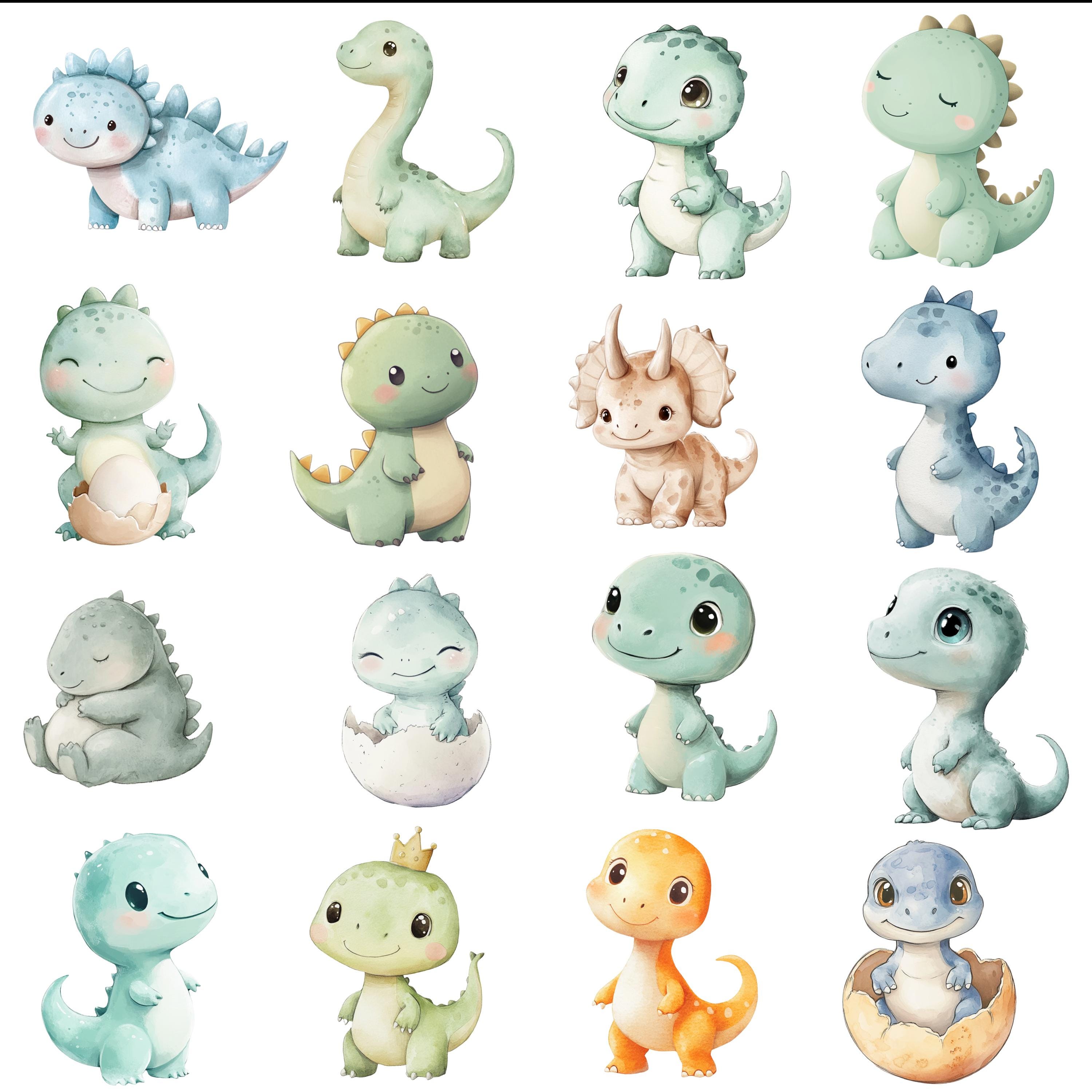 Watercolor Dinosaur Clipart Set, Baby Dino PNG Bundle (72 Files) - Etsy