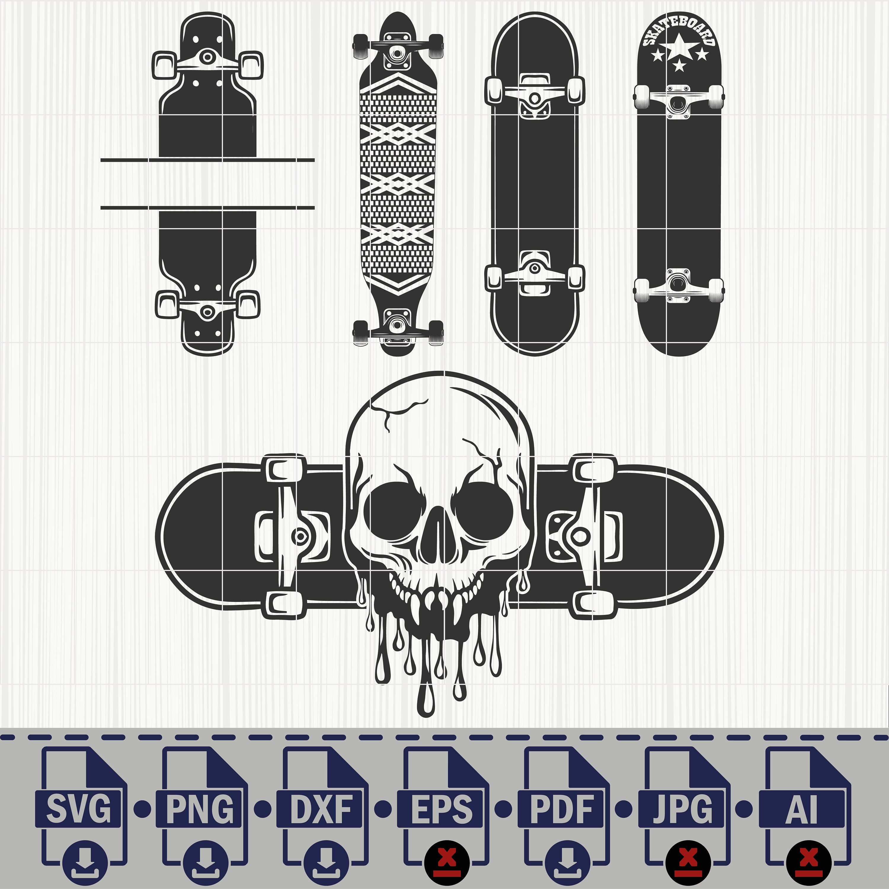 Skateboard Svg Cut File, Floral Skate Clipart, Skater Gril Svg ...