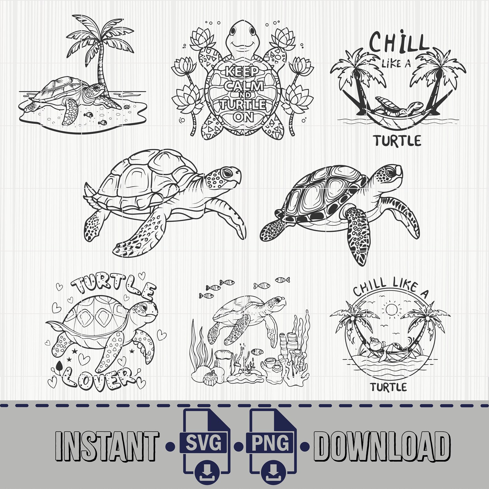 Turtle Svg Cut File for Cricut, Sea Turtle Clipart, Turtle Vector ...