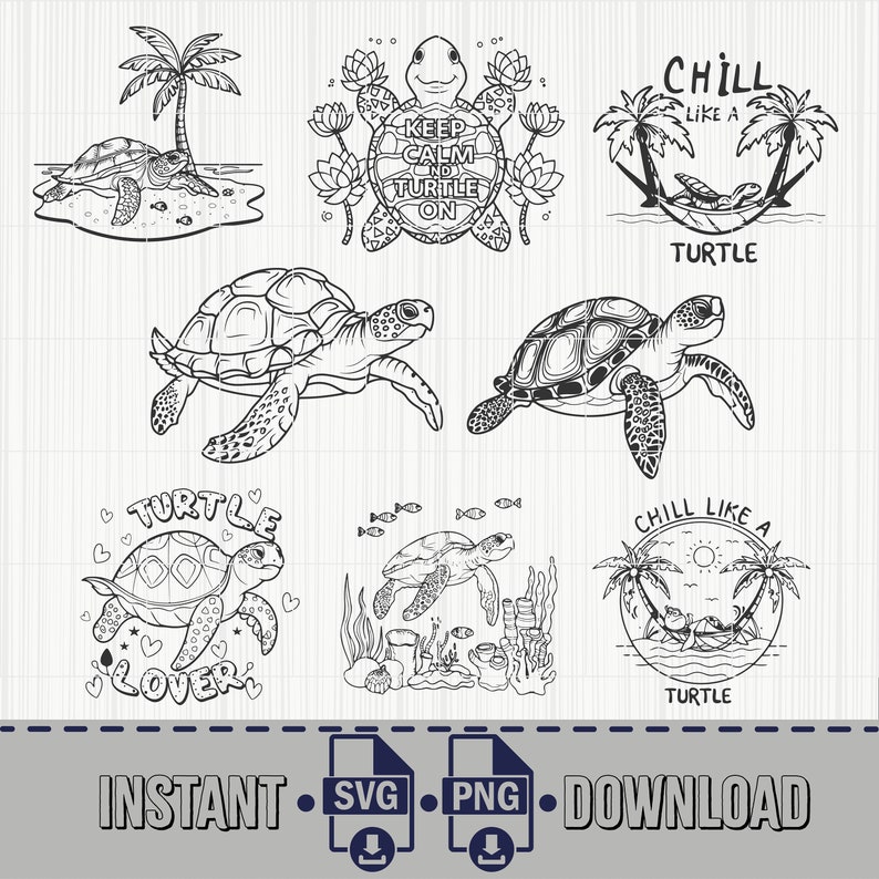 Turtle Svg Cut File for Cricut, Sea Turtle Clipart, Turtle Vector ...