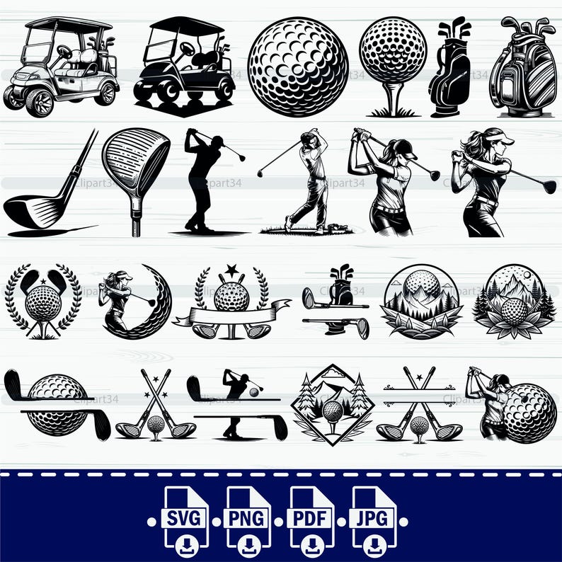 Golf SVG Bundle: Monogram, Club, Ball Cut Files (PDF) - Etsy