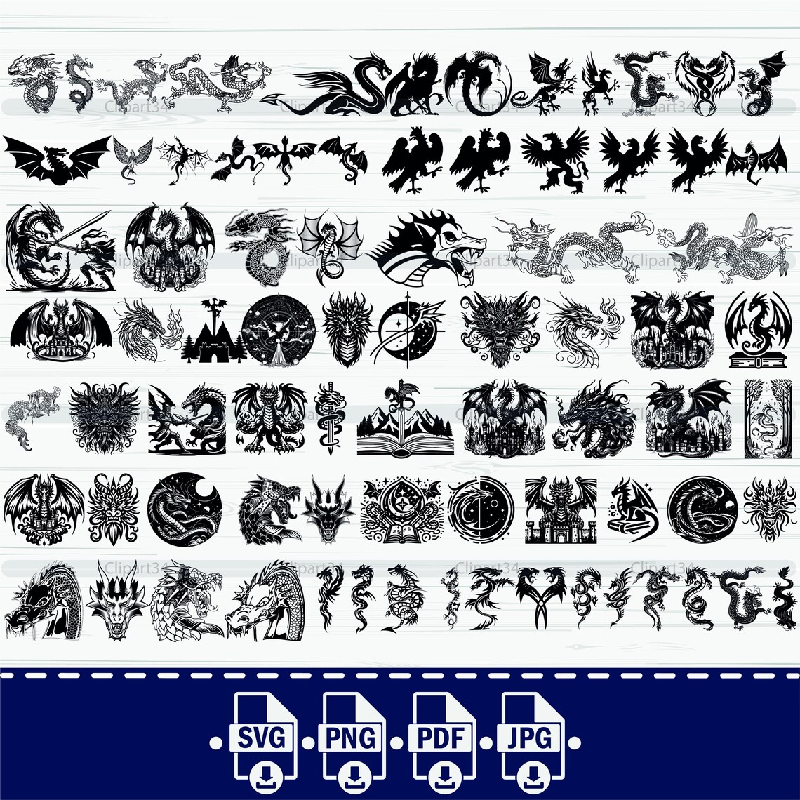 Dragon SVG Bundle, Dragons SVG, Medieval Svg, Fire Dragon Svg, Dragon ...