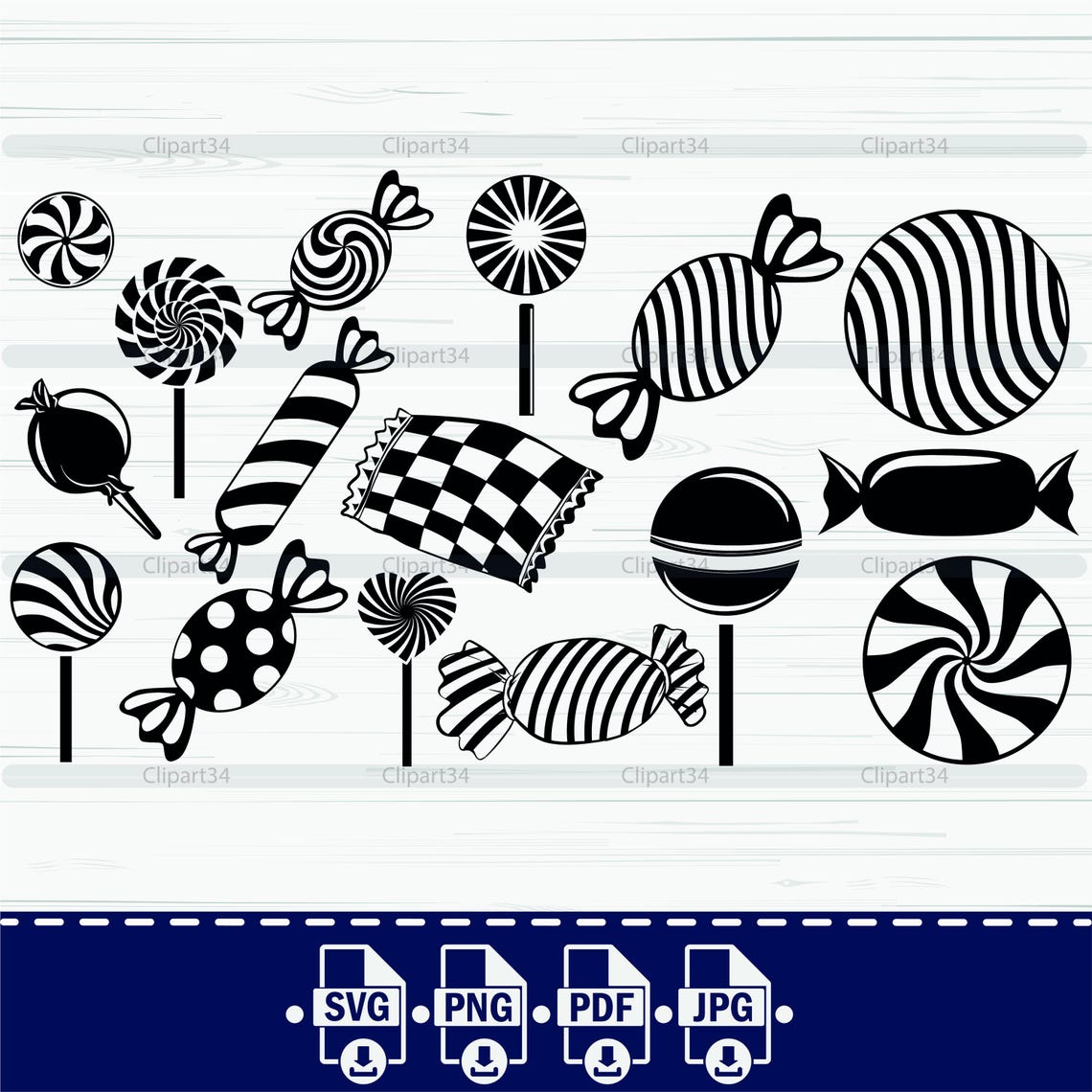 Candy Svg Bundle, Candy Party Svg, Candy Svg, Candy Silhouette ...