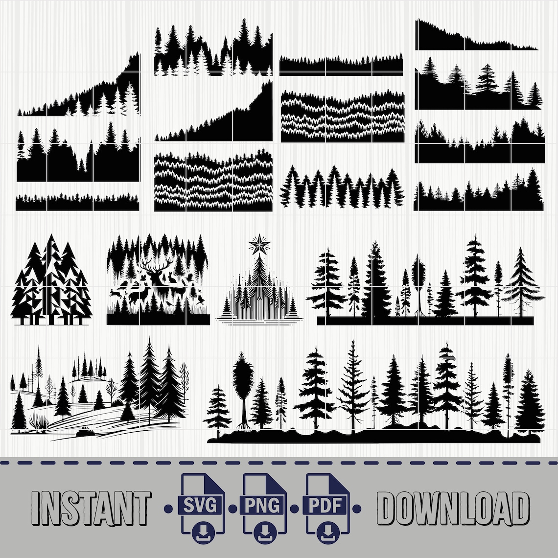 FOREST Svg Bundle, Pine Tree Svg, Mountain Svg, Forest Clipart, Forest ...
