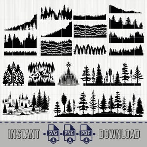 FOREST Svg Bundle, Pine Tree Svg, Mountain Svg, Forest Clipart, Forest ...