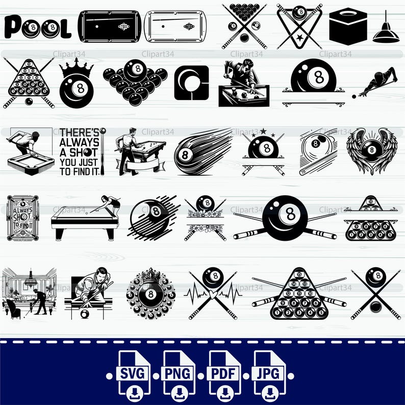Billiards SVG Bundle: Snooker & Pool Clipart (digital Download) - Etsy