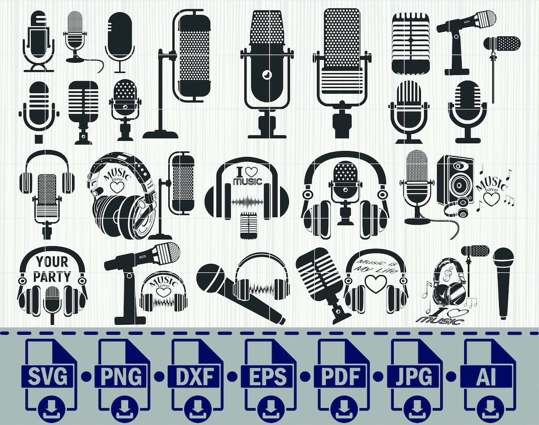 Microphone Svg File, Music Svg, Microphone Cut File, Microphone Clipart ...