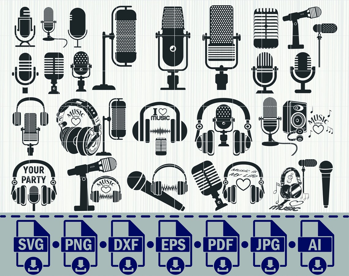 Microphone Svg File, Music Svg, Microphone Cut File, Microphone Clipart ...