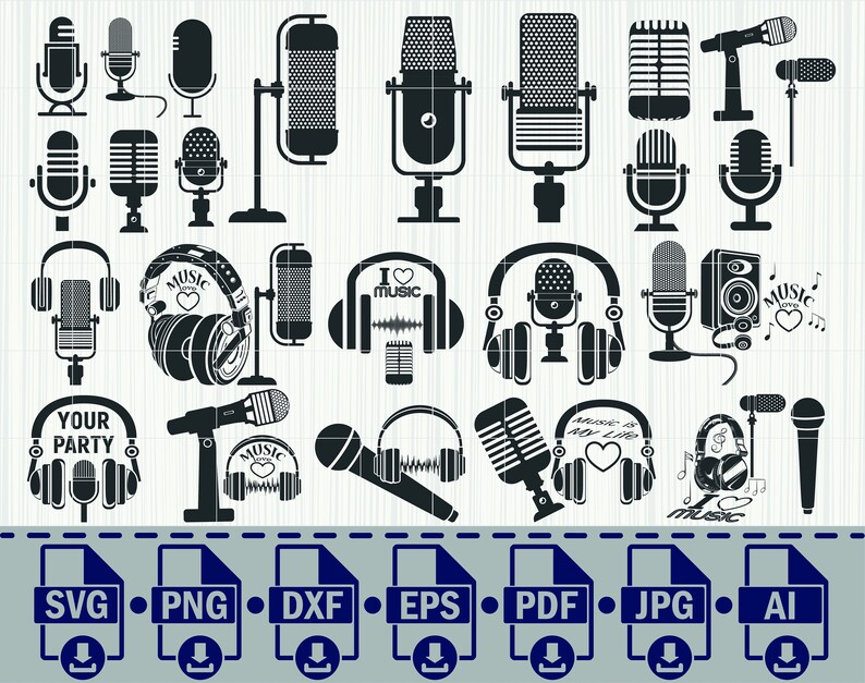 Microphone Svg File, Music Svg, Microphone Cut File, Microphone Clipart ...